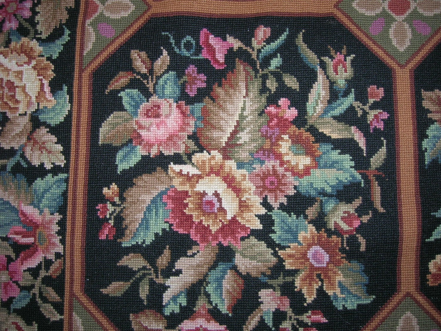 Huge Vintage Wool Needlepoint Rug Tapestry Roses Patchwork Handmade - Etsy