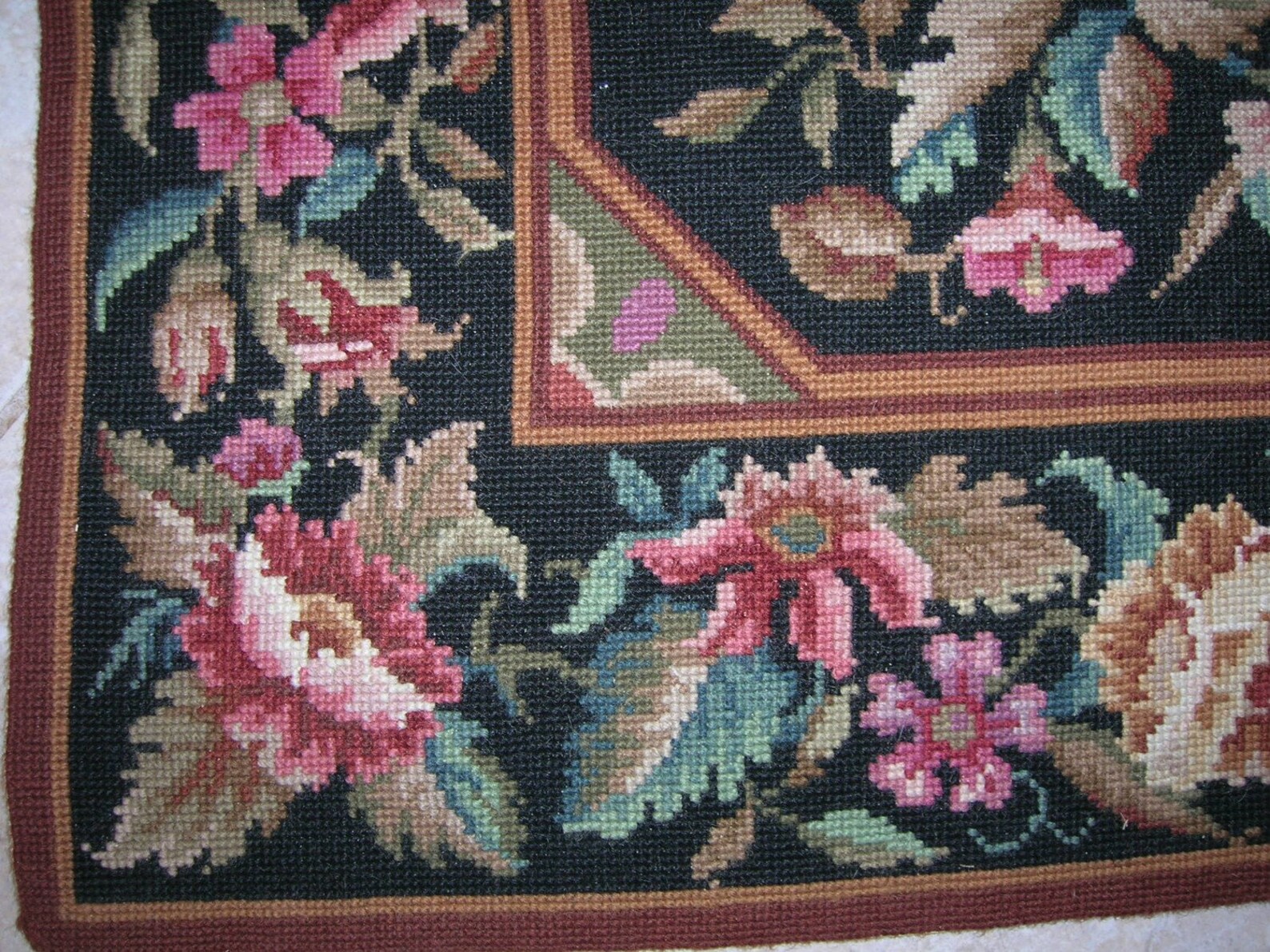 Huge Vintage Wool Needlepoint Rug Tapestry Roses Patchwork Handmade - Etsy