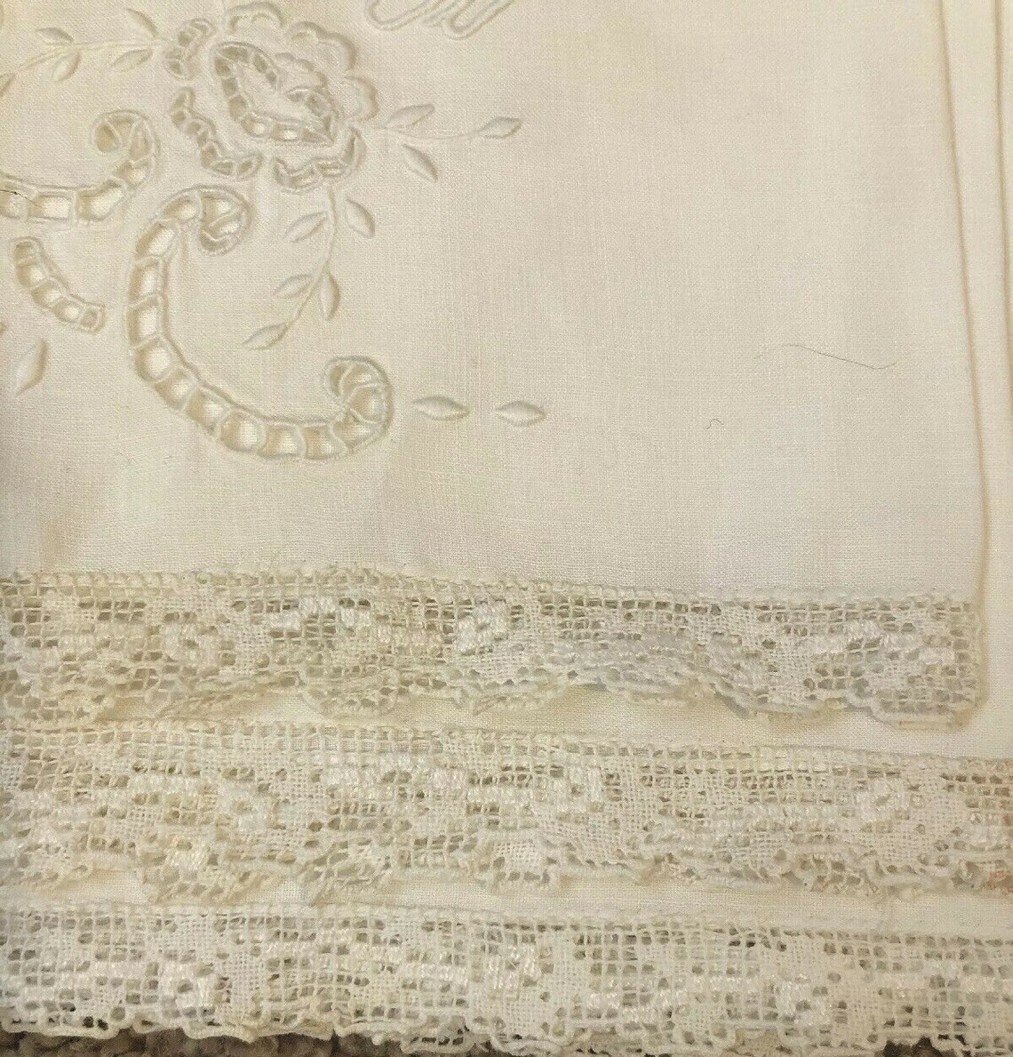 Antique Italian Point De Venice Fine Linen Monogrammed Lunch Napkins ...