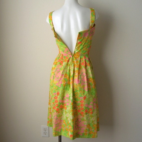 Vintage 70s EDC Hippie Neon Flower Power Sun Dress - Gem