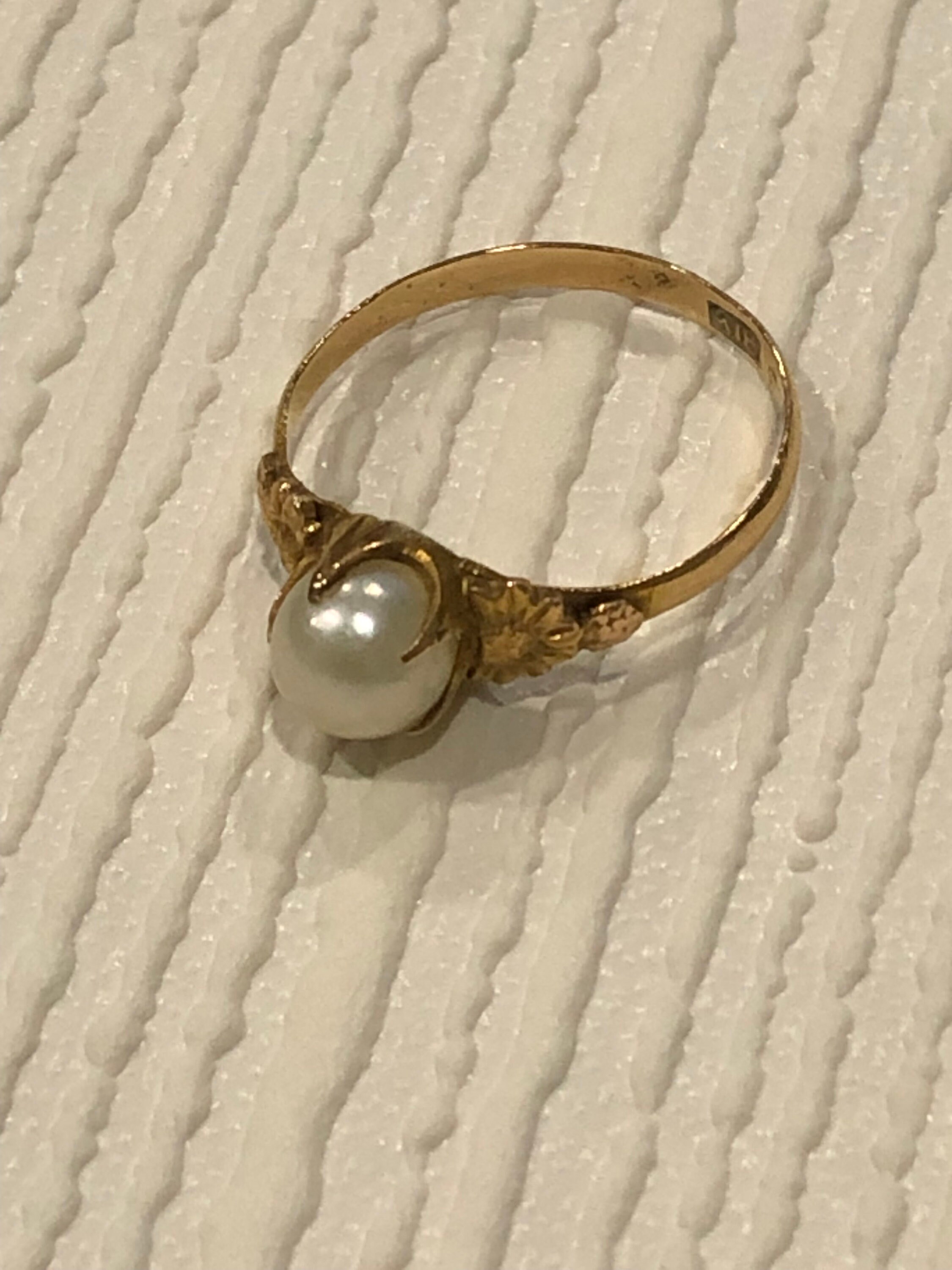 Antique Victorian 18k Yellow Gold Cultured Akoya Pearl Ring, Antique ...