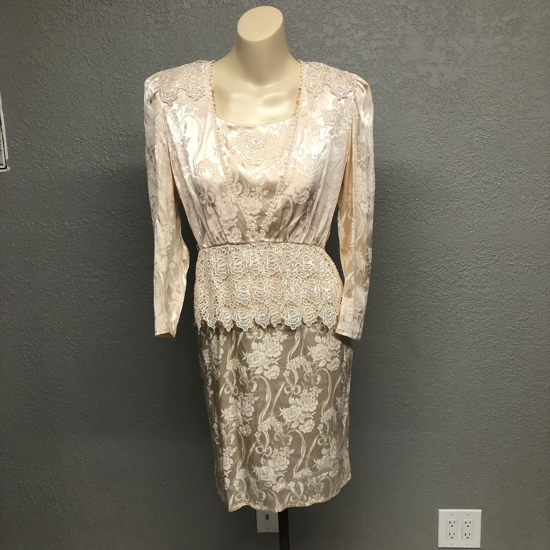 Vintage BARBARA CHODOS Satin Brocade Lace Dress, Michael Marcella ...