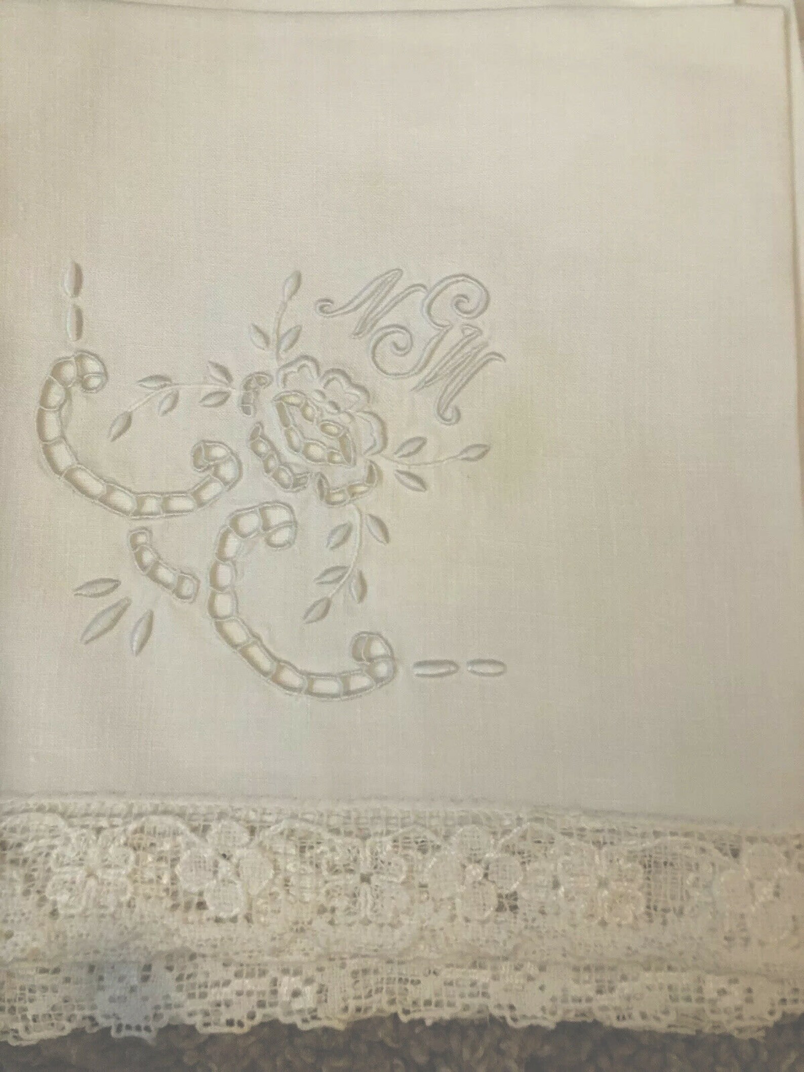 Antique Italian Point De Venice Fine Linen Monogrammed Lunch Napkins ...