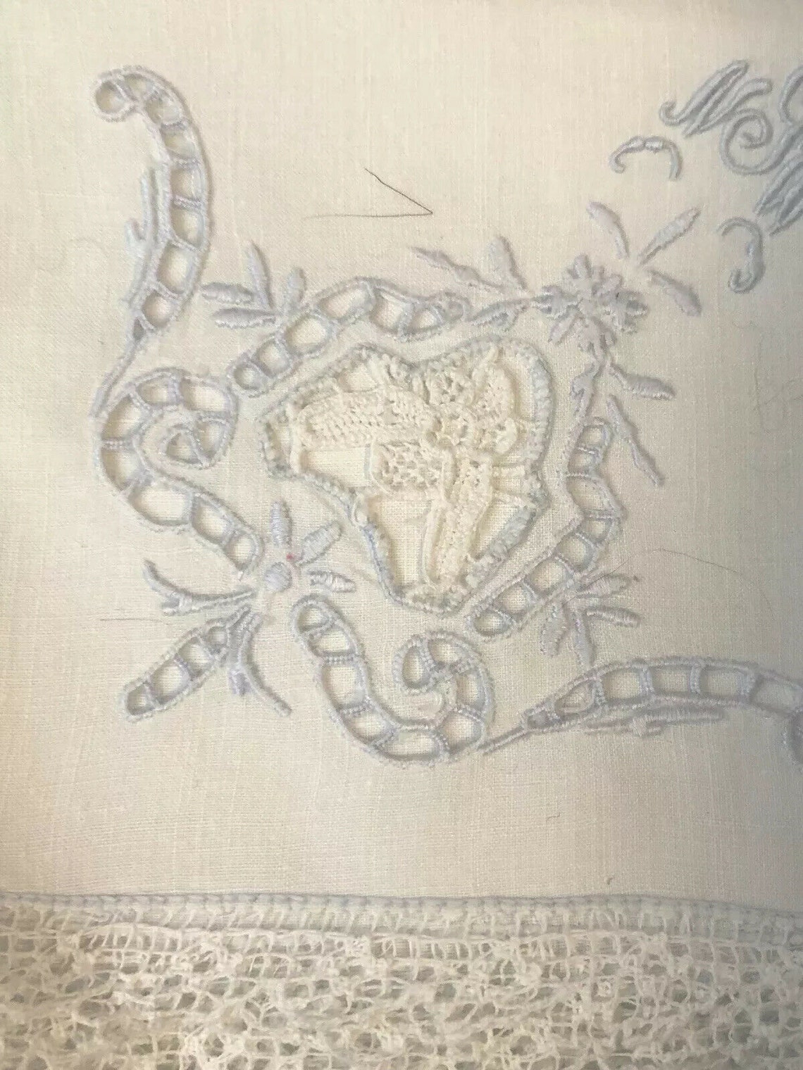 Antique Italian Point De Venice Fine Linen Floral Monogrammed Napkins ...