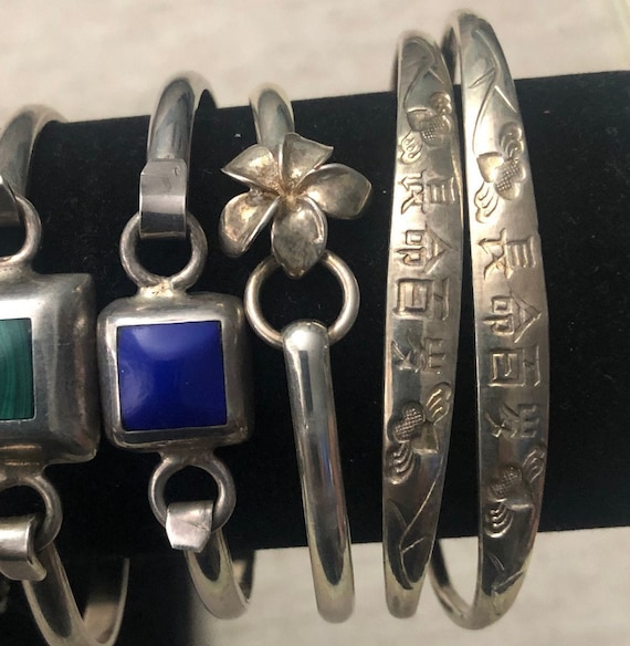 Vintage Sterling Chinese Calligraphy Bracelet, Engrav… - Gem