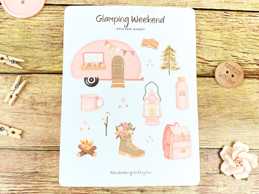 Glamping Sticker Sheet, Bullet Journal Sticker Sheets, Planner Stickers ...
