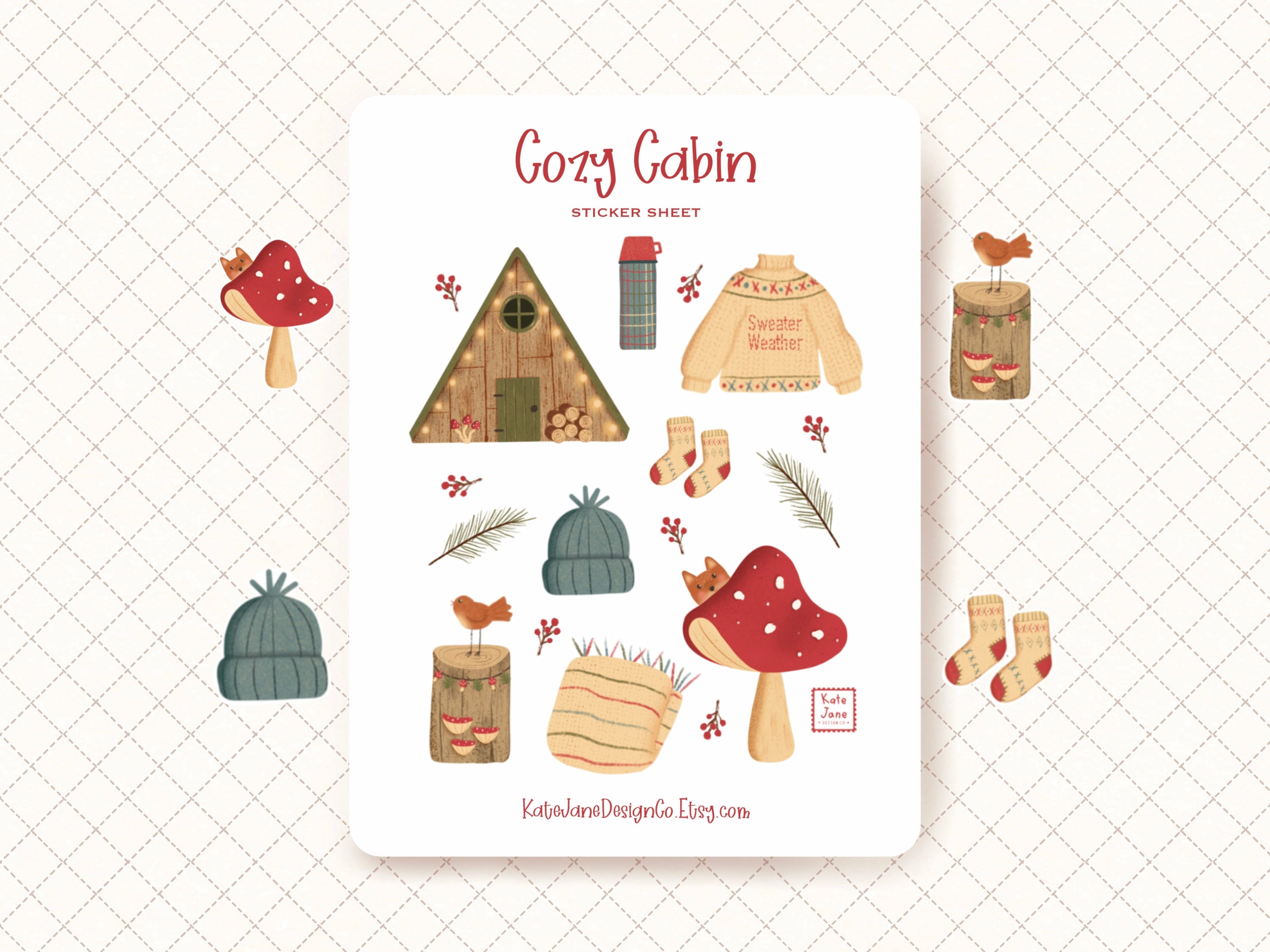 Cozy Cabin Cottagecore Sticker Sheet Bullet Journal Sticker - Etsy
