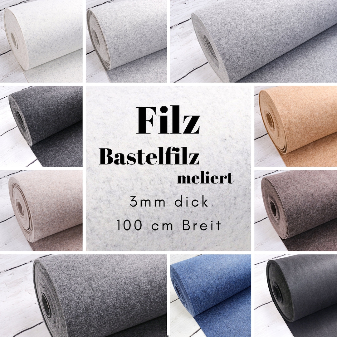Filz Bastelfilz Stoffe 3mm dick / 100cm Breit in verschiedenen Farben ...