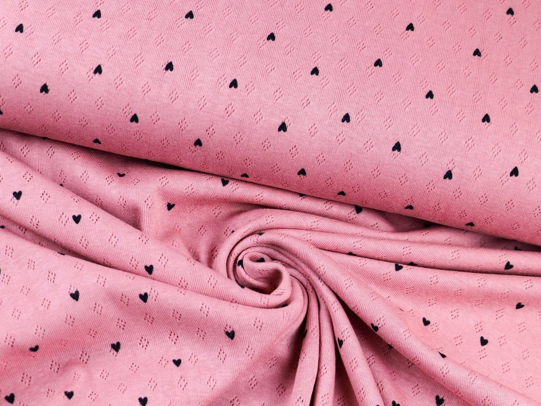 Knit Jersey Ajour Fine Pointoille Lace Pattern With Small Hearts on Old ...