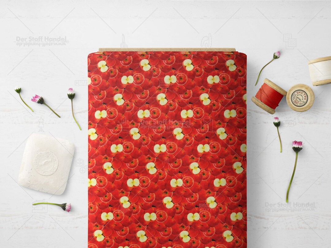 Cotton Poplin Fabric Yummy Food Apples From 0.5 M (13.90/meter) - Etsy
