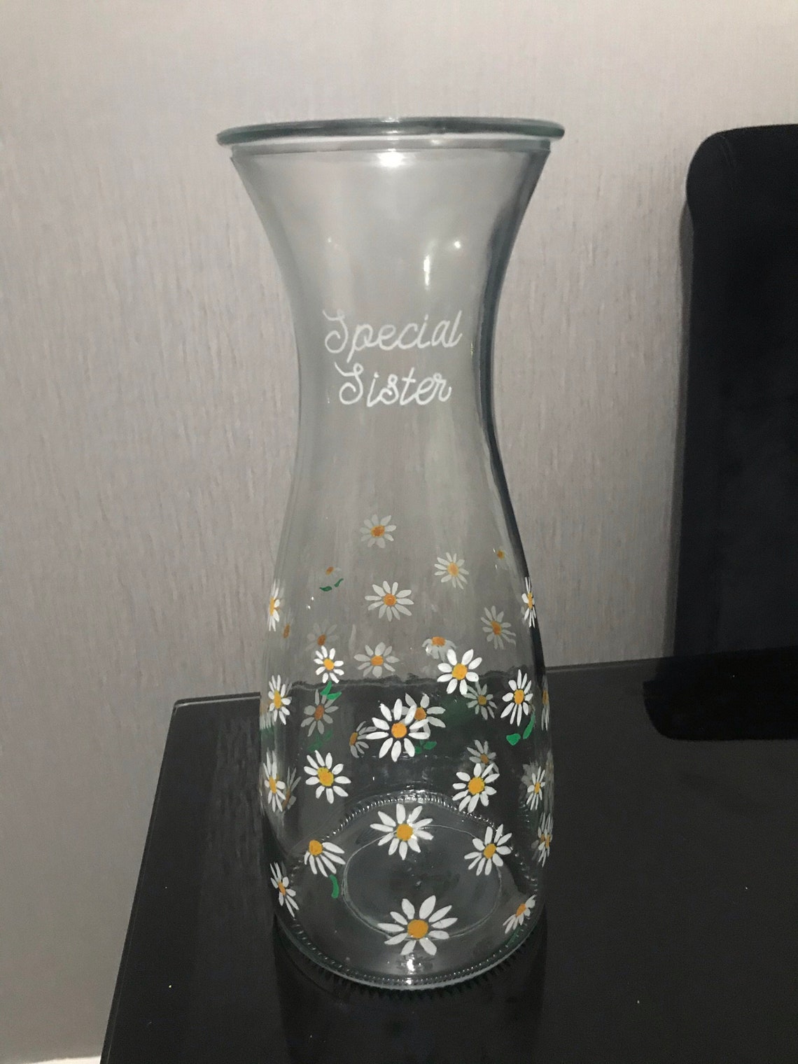 Beautifully handcrafted daisy glass vase can be personalised | Etsy