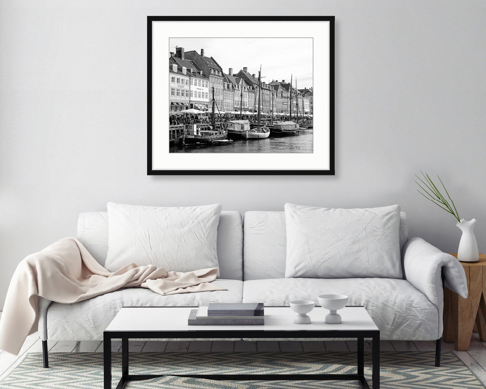Copenhagen Print Nyhavn Colorful Houses Boats and Waterfront | Etsy