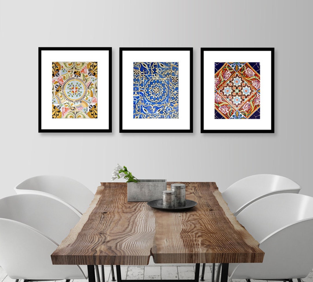 Spanish Tile Print, Set of 3 Prints, Kitchen Decor, Bathroom Decor ...
