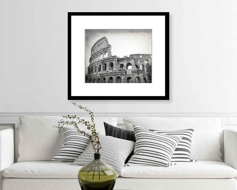 Colosseum Rome Photography Black and White Print Rome Wall | Etsy
