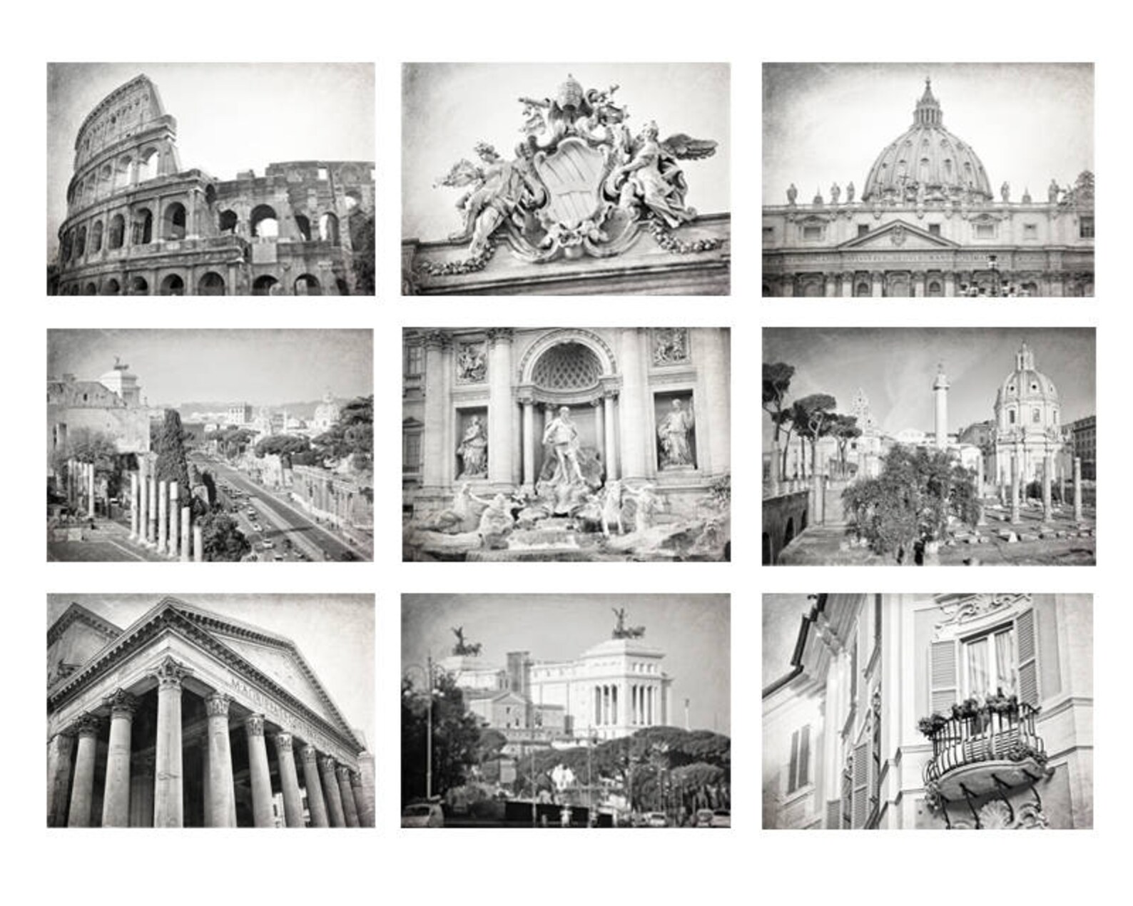 Rome Black and White Photography Rome Gallery Wall Art Print | Etsy