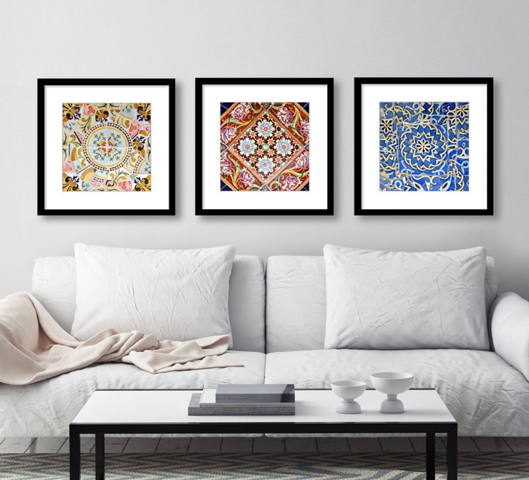 Spanish Tile Wall Art, Kitchen Decor, Set of 3 Prints, Bathroom Decor ...