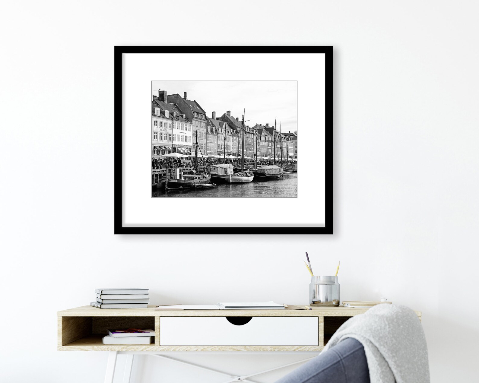 Copenhagen Print Nyhavn Colorful Houses Boats and Waterfront | Etsy