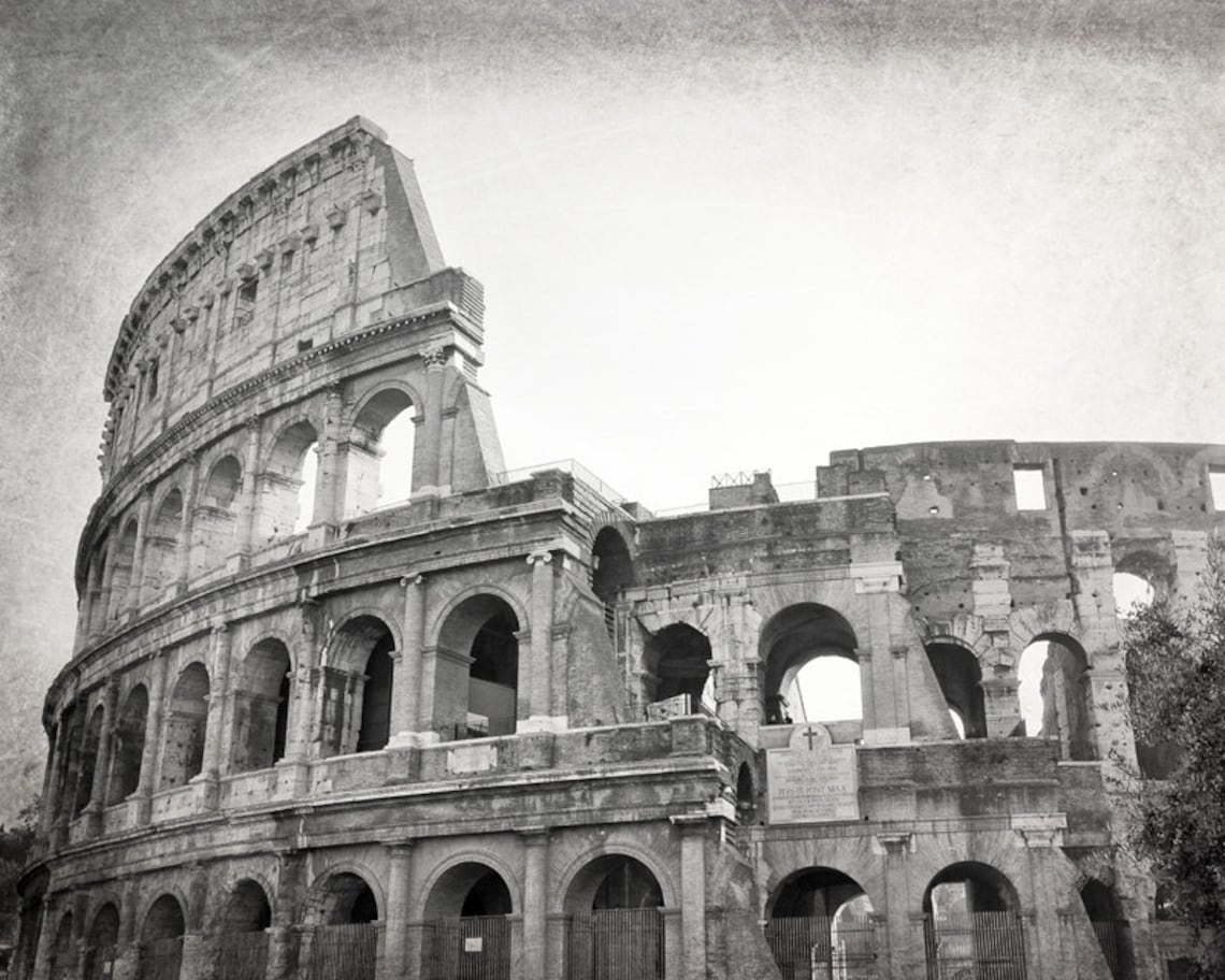 Colosseum Rome Photography Black and White Print Rome Wall - Etsy.de