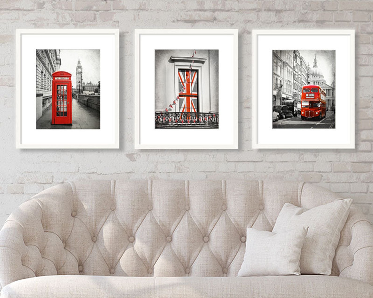 London Print Set, Set of 3 Prints, Black and White Photography, Big Ben ...