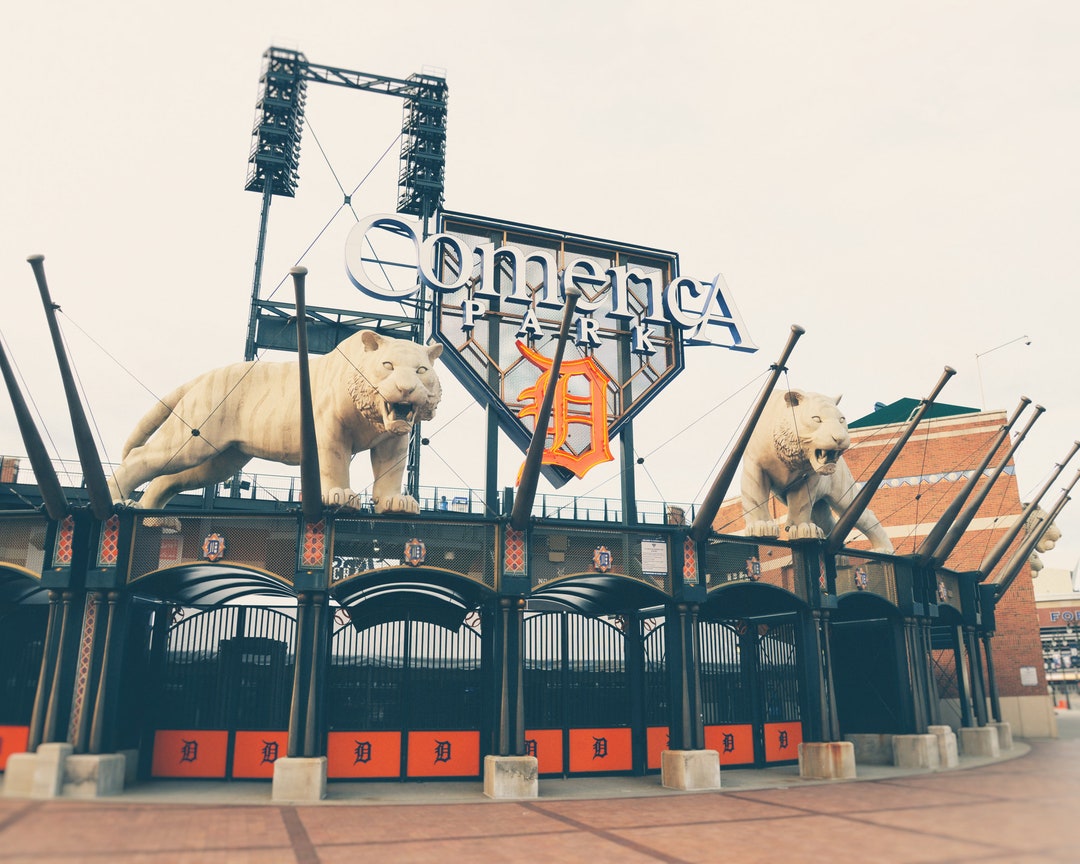 Detroit Tigers, Baseball Stadium, Comerica Park, Detroit Print, Black ...