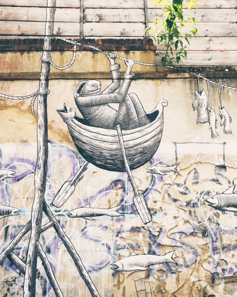 Fishing Street Art Print London Graffiti Print Nautical - Etsy