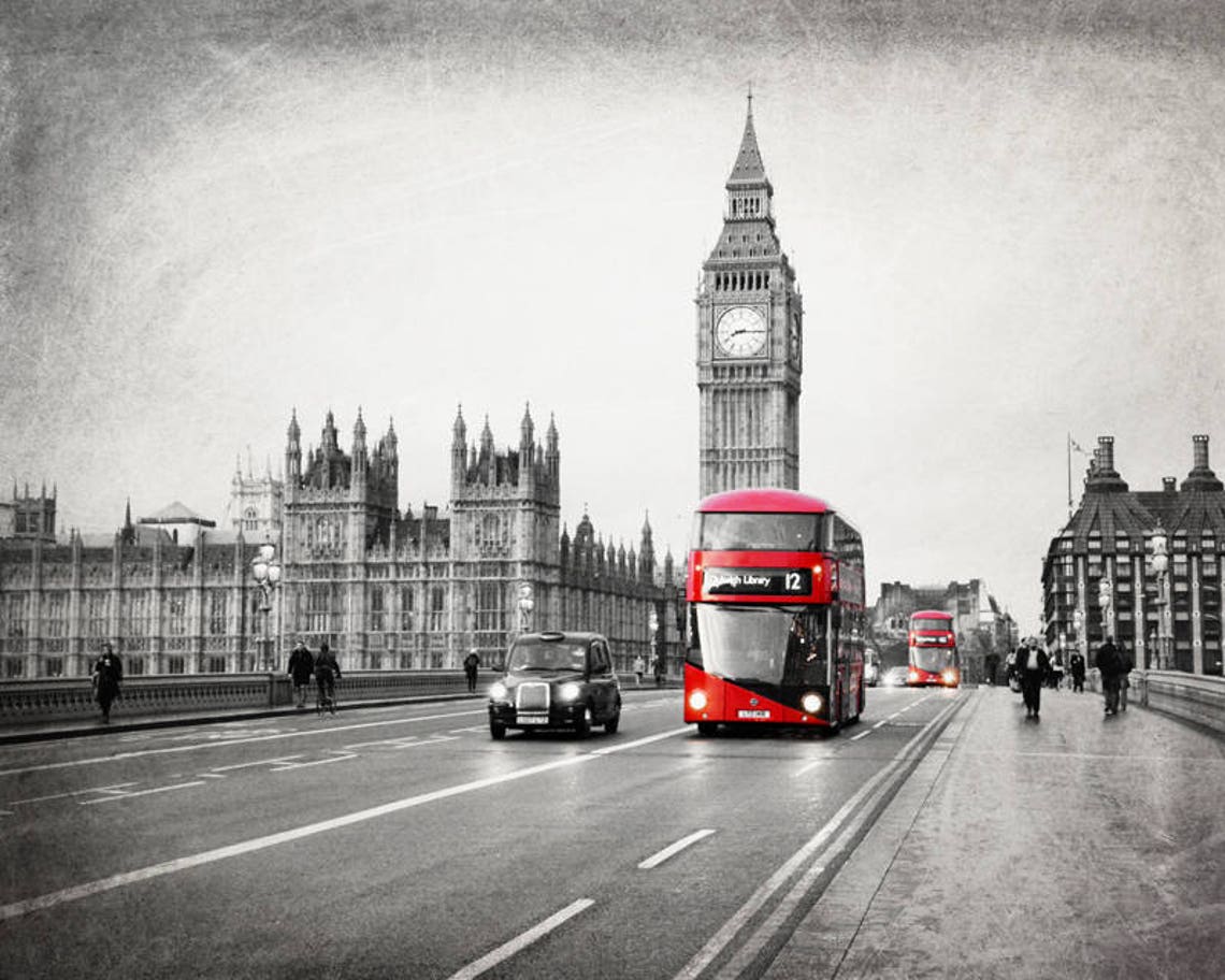 London Prints London Wall Art Set of 4 Prints Black and - Etsy