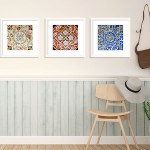 Spanish Tile Print, Set of 3 Prints, Kitchen Decor, Bathroom Decor ...