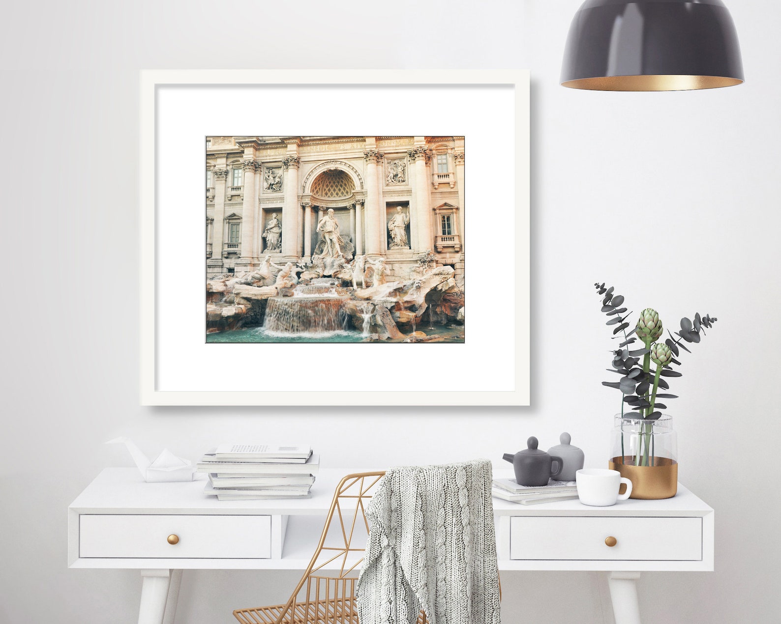 Rome Wall Art Trevi Fountain Rome Italy Print Black and - Etsy