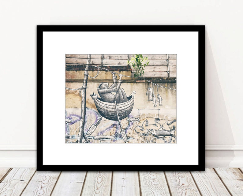 Fishing Street Art Print London Graffiti Print Nautical - Etsy