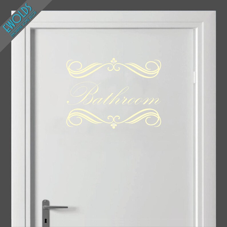 Calligraphy 'bathroom' 16 Colours Wall or Door - Etsy