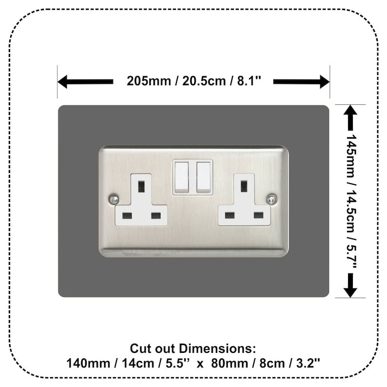 5x Double Socket Surround, Acrylic Back Panel or Plate, Protect Wall ...