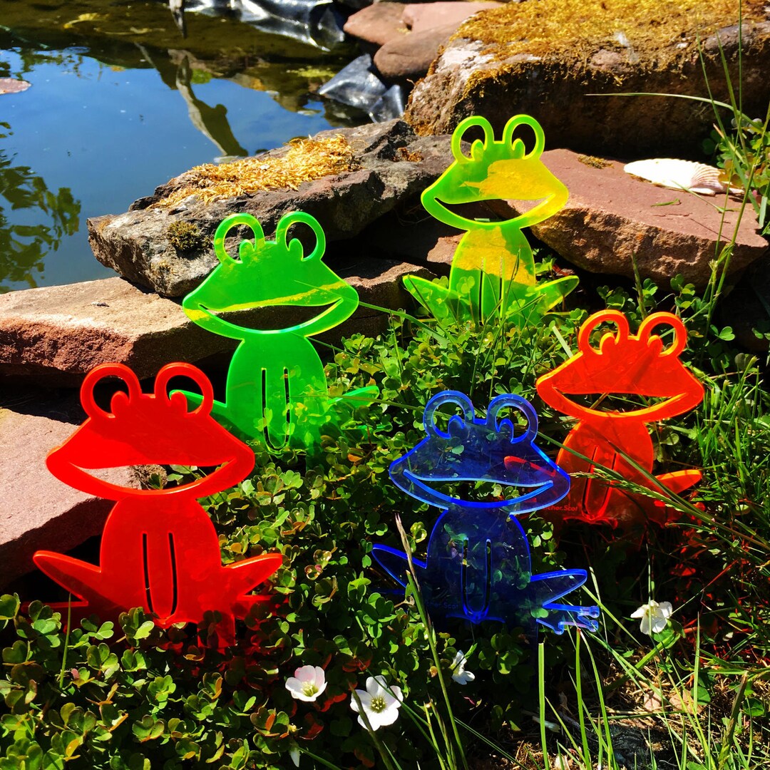Colorful Acrylic Frog Suncatchers: Garden Decor Stakes, Set of 5 - Etsy
