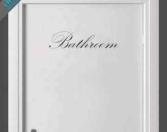 Calligraphy 'bathroom' 16 Colours Wall or Door | Etsy