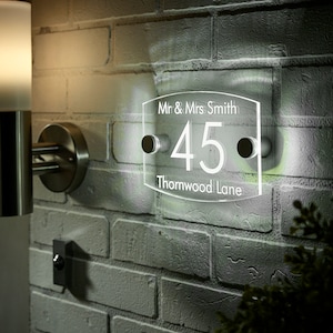 Illuminated Personalised House Sign for Front Door, Bespoke to Your ...