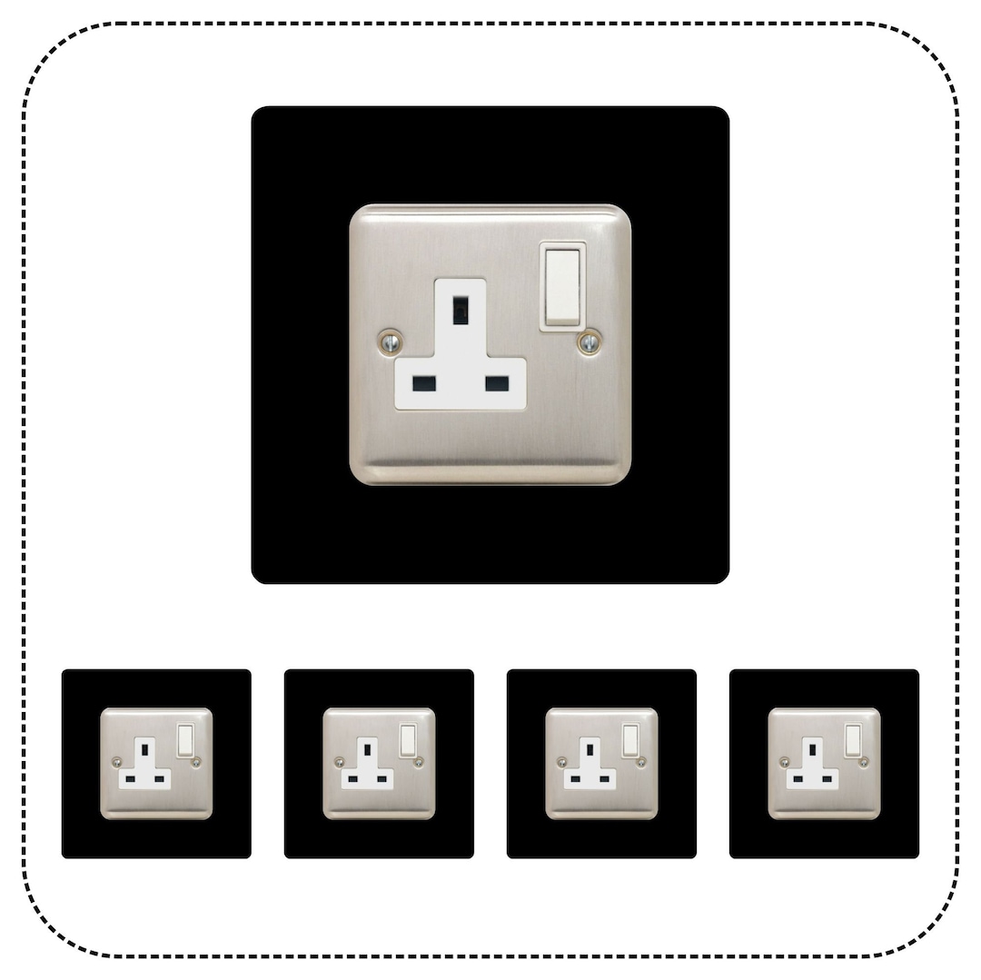 Set of 5 Single Socket Surround, Acrylic Back Panel or Plate, Protect ...