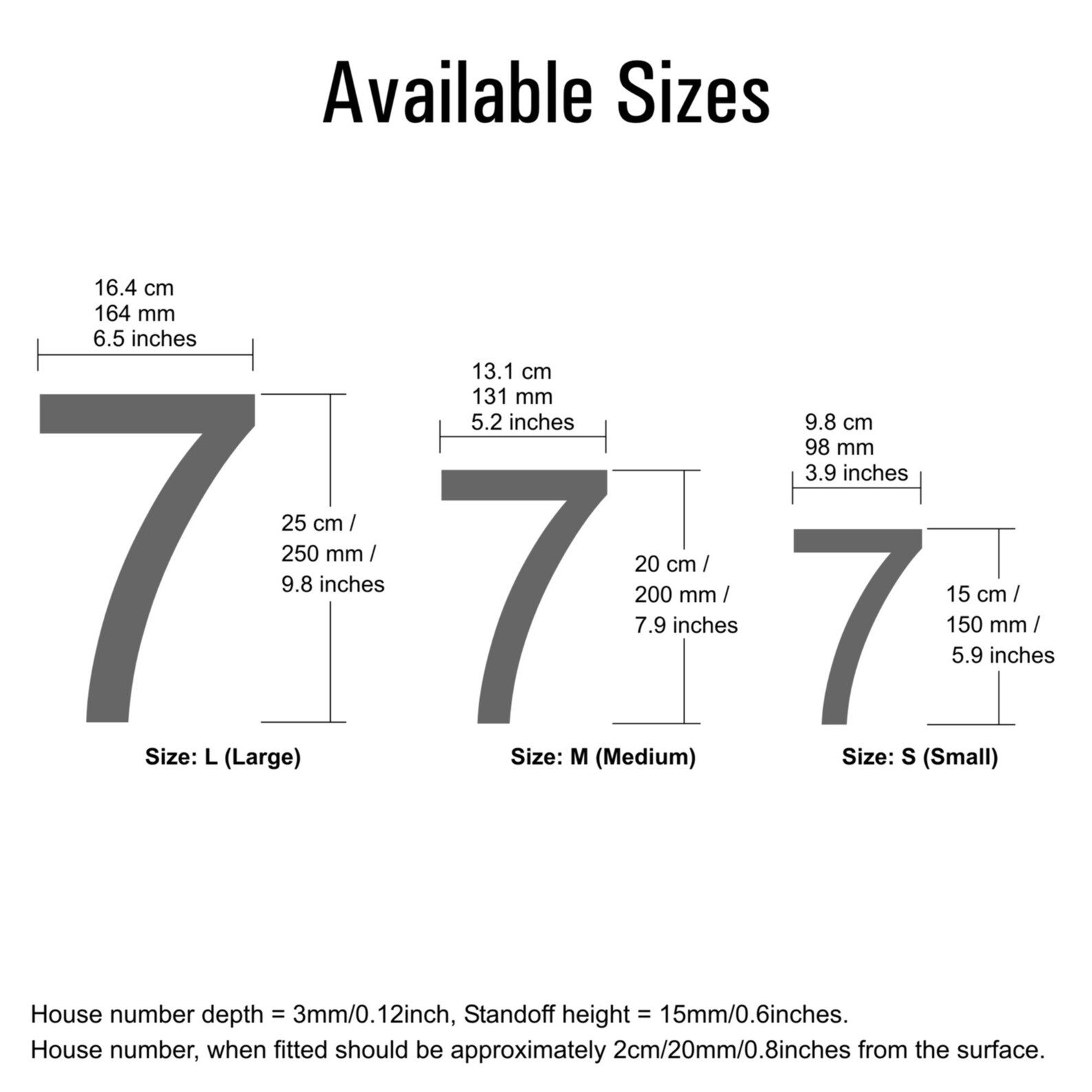 House Number 7 ARIAL Door Numbers 3 Sizes 15 20 25cm / 5.9 - Etsy UK