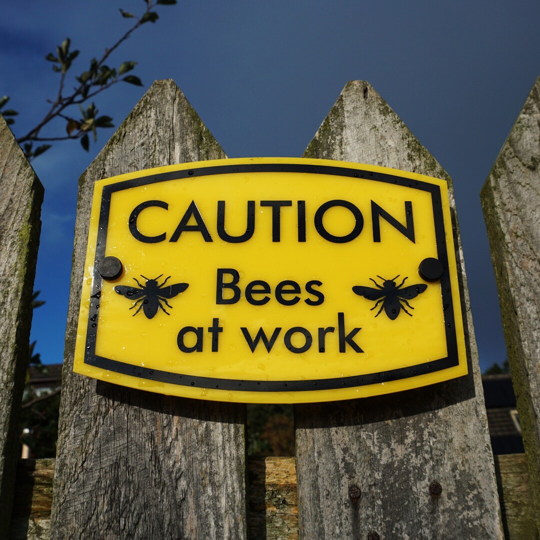 Beekeeping Warning Sign Caution Bees at Work, Hive Protection Equipment ...