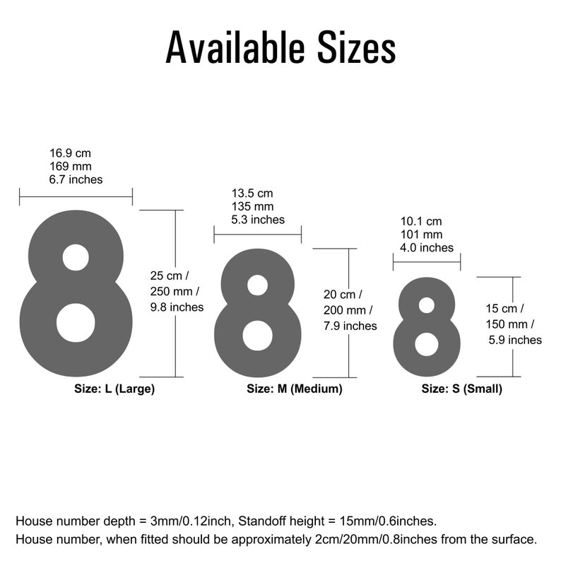 Bauhaus Acrylic House Number 8: Modern Floating Design, Choose Size ...