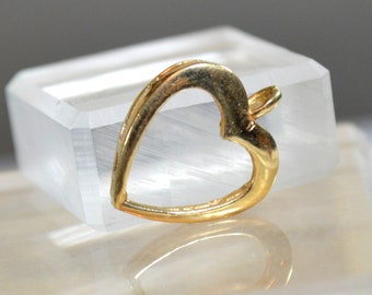 Sweet Tiny 14K Yellow Gold Open Heart Pendant Charm | Etsy