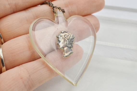 Vintage Lucite Heart With Inset Cut Mercury Dime Pendant - Etsy