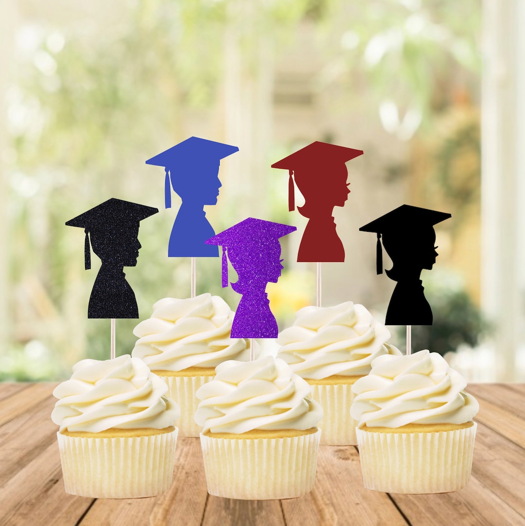 Graduado Cupcake Toppers / Graduación de la Escuela Secundaria ...