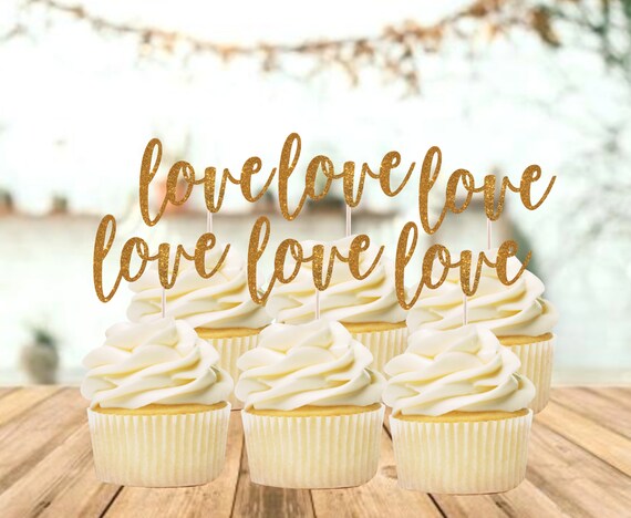 Love Cupcake Toppers / Love Cake Topper / Engagement Party | Etsy