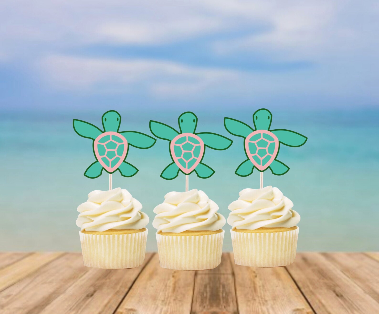 Sea Turtle Cupcake Topper / Turtle Birthday / Turtle Party | Etsy