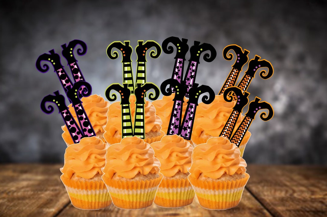 Witch Legs Cupcake Toppers / Smell My Feet Cupcake Topper / Halloween ...