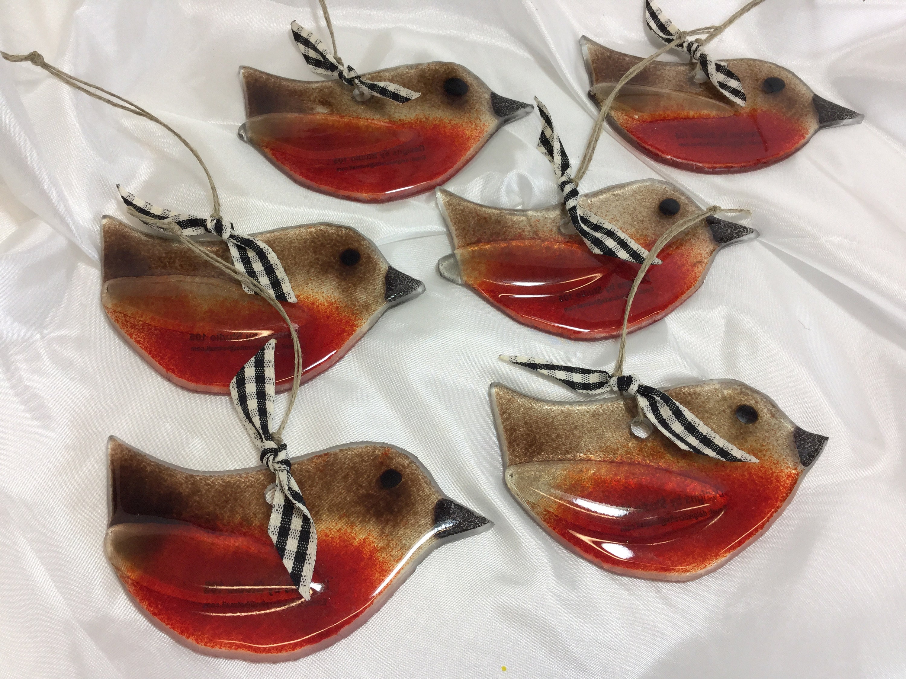 Decorative Glass Robin Glass Art, Fused Glass Robin Sun Catcher ...