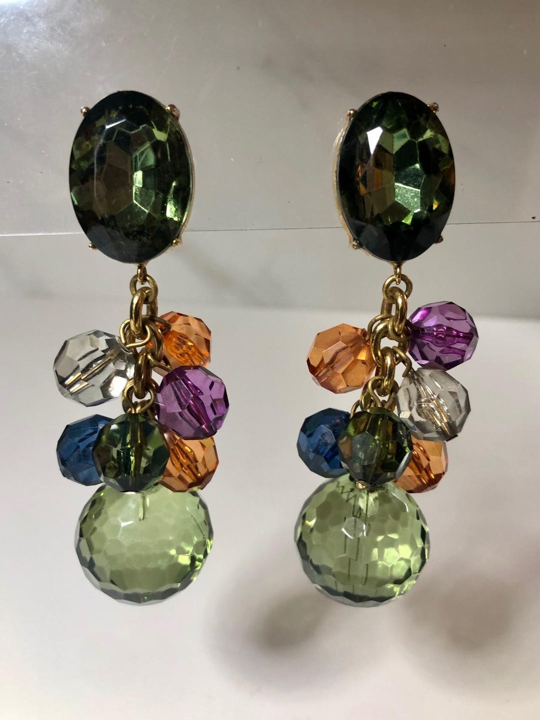 1970s Les Bernard Fall Color Lucite Dangle Drop Earrings - Etsy