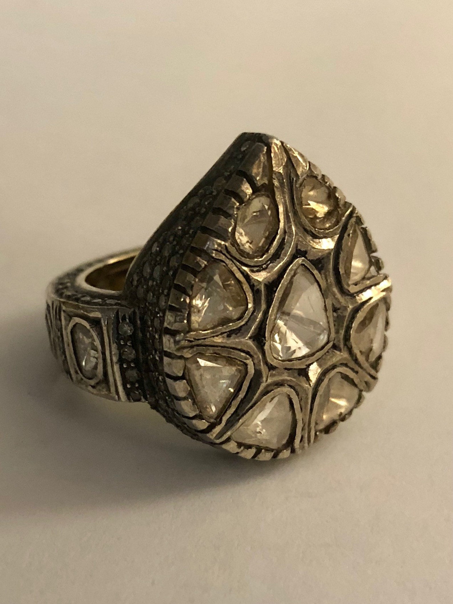 Natural Cut Polki Diamond Cocktail Ring - Etsy