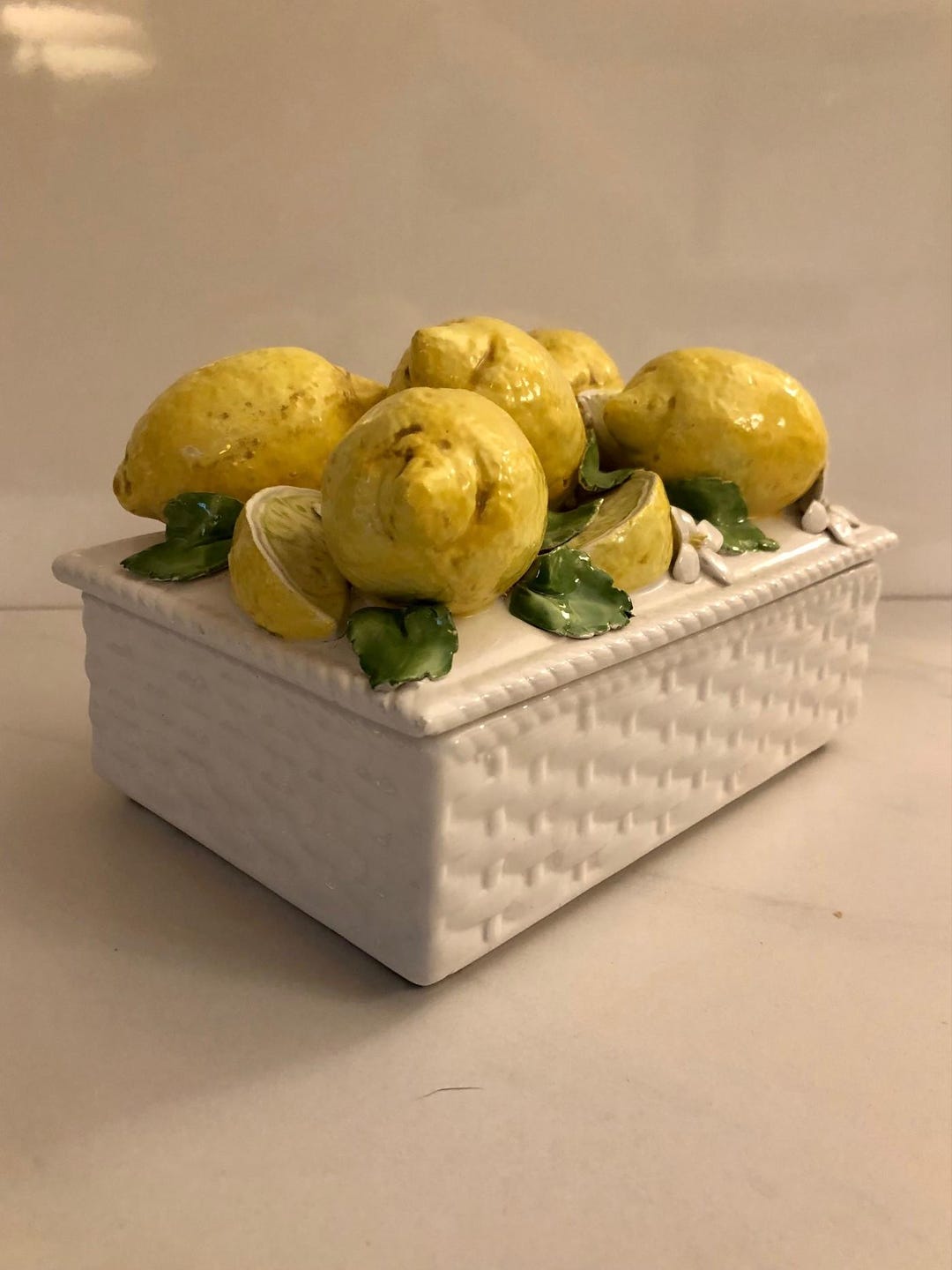 Vintage Italian Lemon Majolica Basketweave Lidded Box - Etsy