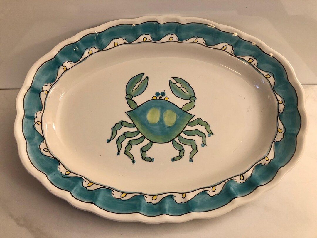 Nantucket Blue Crab Ceramic Serving Platter - Etsy