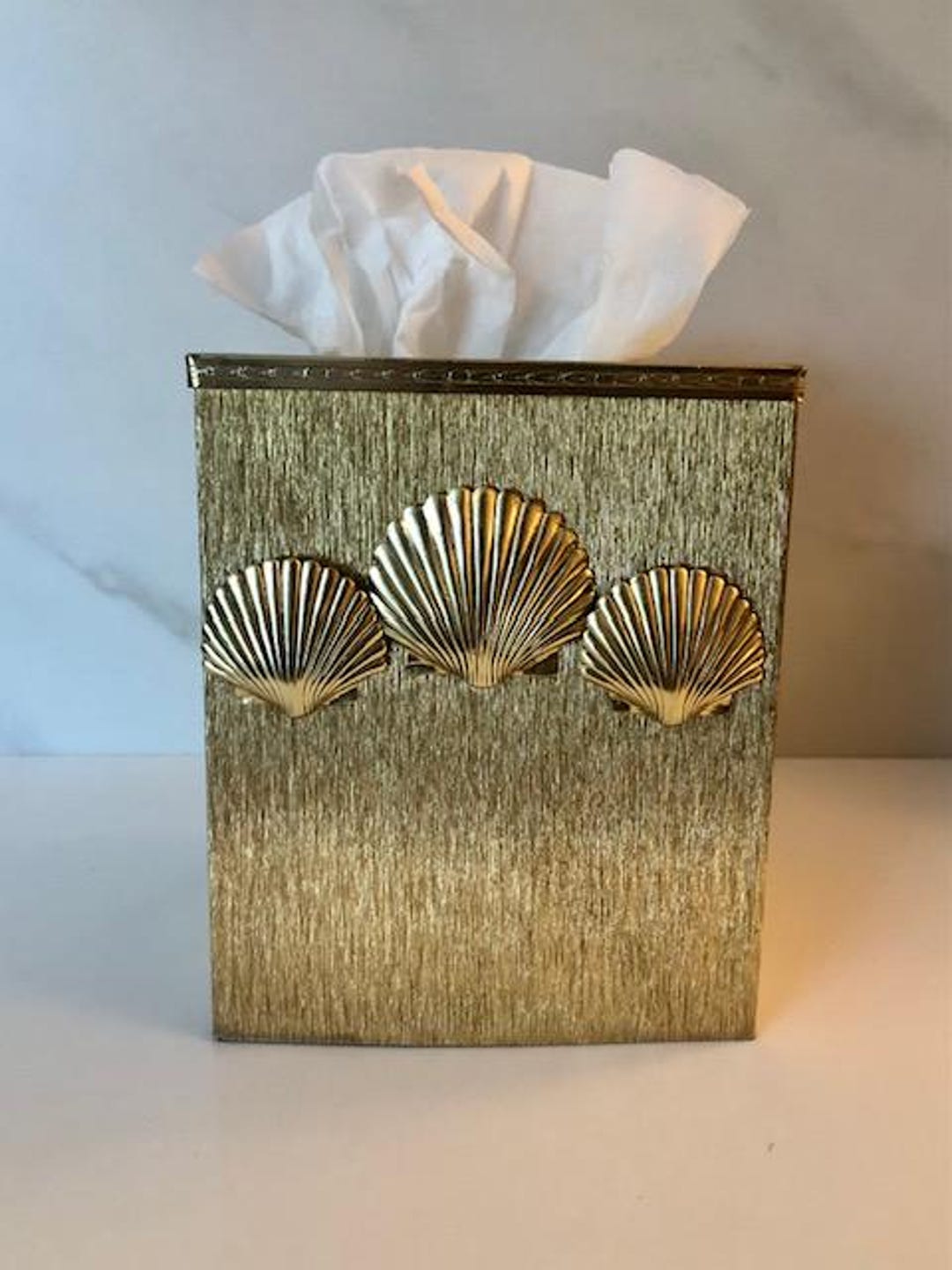 Hollywood Regency Shell Motif Tissue Box Cover - Etsy